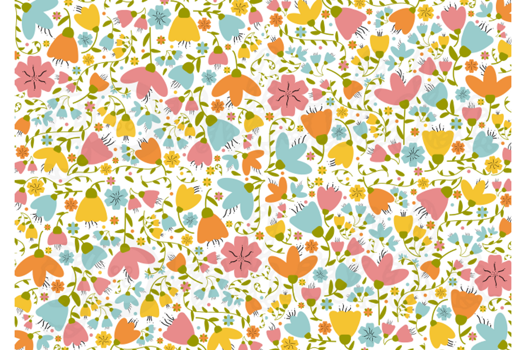 Mintás barkácsfilc - retro virágok - Filc anyagok - Gombolda Webáruház